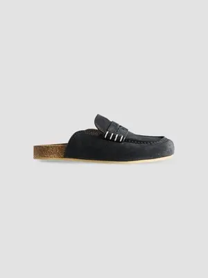 JW Anderson Stitch Suede Penny Loafer Mules - Midnight