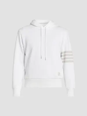 Thom Browne 4 Bar Overdyed Loopback Cotton Hoodie - White