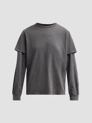 GANNI Heavy Jersey Double Sleeve Cotton Top