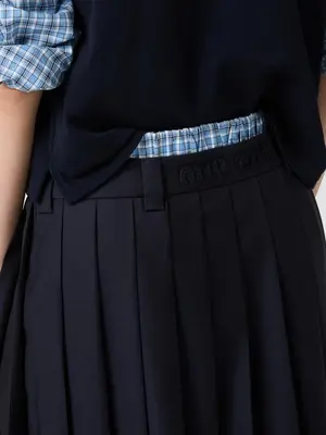 Miu Miu Pleated Batavia Midi Skirt