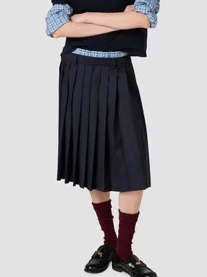 Miu Miu Pleated Batavia Midi Skirt