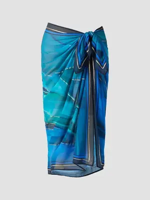 Miraclesuit Maldiva Printed Georgette Pareo - Blue Multi