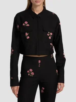 Giambattista Valli Floral Fil Coupé Cotton Crop Jacket
