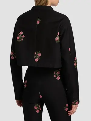 Giambattista Valli Floral Fil Coupé Cotton Crop Jacket