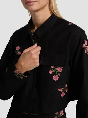 Giambattista Valli Floral Fil Coupé Cotton Crop Jacket