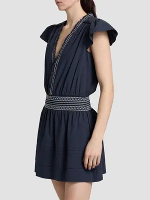 Ramy Brook Tahlia Embroidered Smocked Minidress