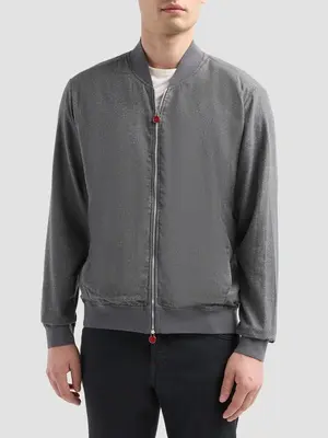 Kiton Cotton Jersey Zip-front Jacket - Grey