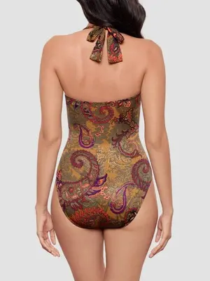 Miraclesuit Perissa Rock Halterneck Paisley One-piece Swimsuit