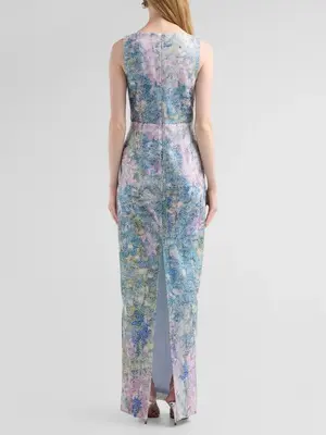 Pamella Roland Abstract Embellished Tulle V-neck Gown