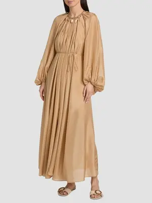 Zimmermann Mahon Silk Blouson-sleeve Maxi Dress