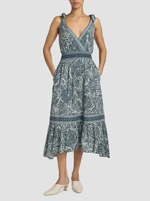 Ramy Brook Mariam Printed Cotton A-line Midi-dress