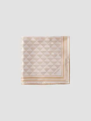 Prada Printed Silk Twill Square Scarf Brown