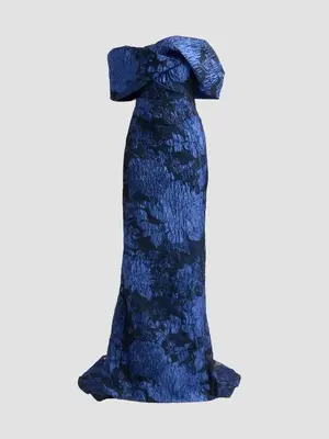 Pamella Roland Floral Fil Coupé Off-shoulder Gown