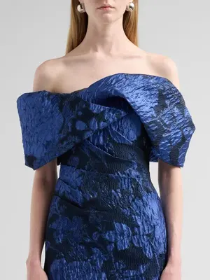 Pamella Roland Floral Fil Coupé Off-shoulder Gown