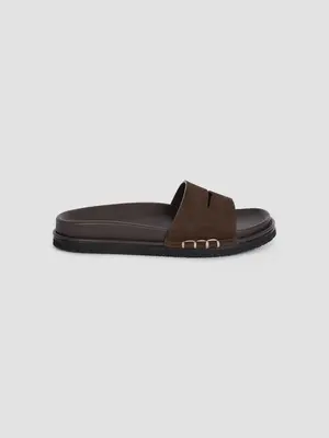 JW Anderson Penny Loafer-style Suede Slide Sandals - Brown