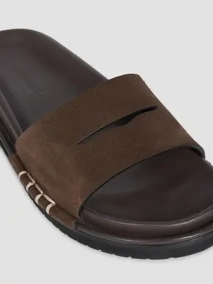 JW Anderson Penny Loafer-style Suede Slide Sandals