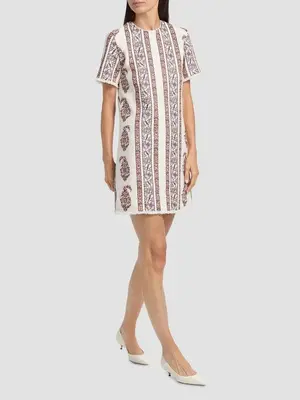 Giambattista Valli Floral-striped Bouclé Minidress