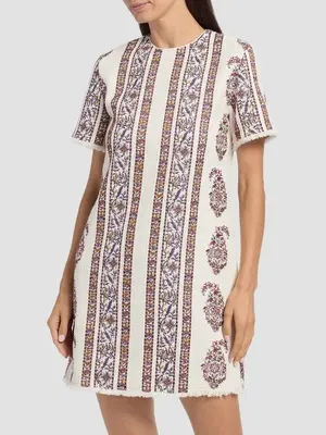 Giambattista Valli Floral-striped Bouclé Minidress