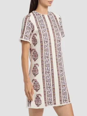 Giambattista Valli Floral-striped Bouclé Minidress