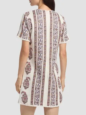 Giambattista Valli Floral-striped Bouclé Minidress