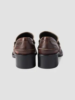 Miu Miu Decò Calf Leather Loafers - Brown