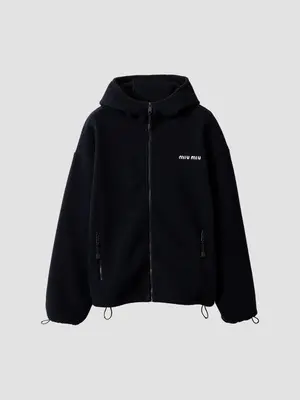 Miu Miu Cotton Fleece Zipper Hoodie - Blue