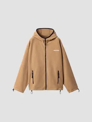 Miu Miu Cotton Fleece Zipper Hoodie - Brown