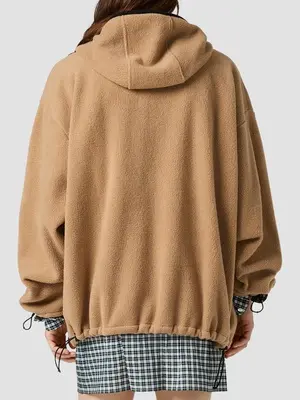 Miu Miu Cotton Fleece Zipper Hoodie - Brown