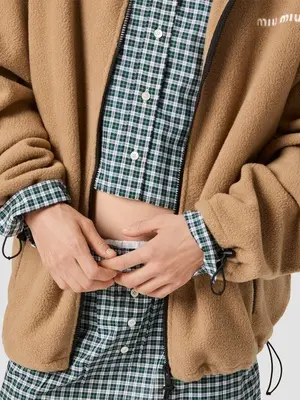 Miu Miu Cotton Fleece Zipper Hoodie - Brown