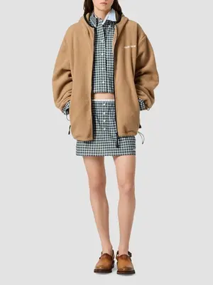 Miu Miu Cotton Fleece Zipper Hoodie - Brown