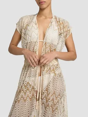 Ramy Brook Katherine Chevron-knit Cover-up Maxi Dress