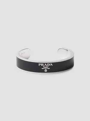 Prada Silver Bangle Bracelet - Black