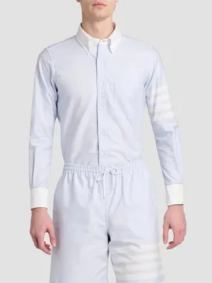 Thom Browne Engineered 4-bar Straight-fit Oxford Shirt - Light Blue