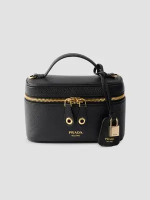 Prada Leather Mini Top Handle Bag - Black