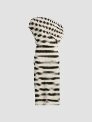 Ramy Brook Striped Chet Midi-dress - Black Stripe