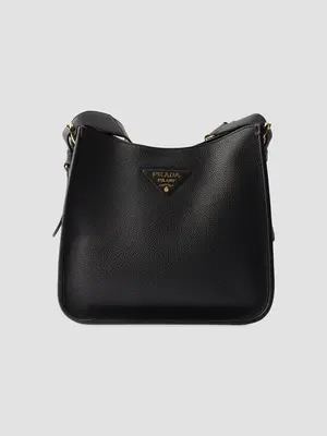 Prada Medium Leather Shoulder Bag - Black