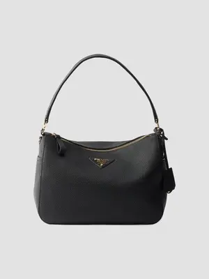 Prada Medium Leather Shoulder Bag - Black
