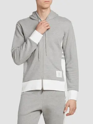Thom Browne Loopback Jersey Hoodie Jacket - Light Grey