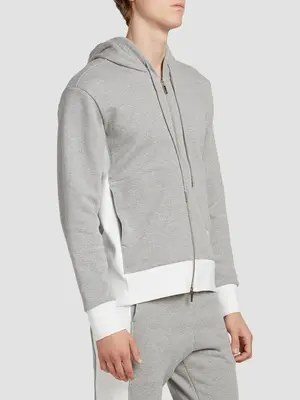 Thom Browne Loopback Jersey Hoodie Jacket - Light Grey