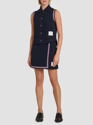 Thom Browne Striped Trim Cotton Sleeveless Shirt