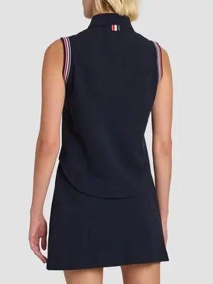 Thom Browne Striped Trim Cotton Sleeveless Shirt