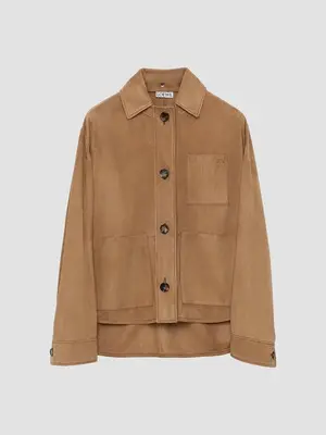 Loewe Workwear High-low Suede Jacket - Tan
