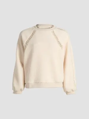 Ba&sh Sweet Open-knit Bouclette Crewneck Sweatshirt