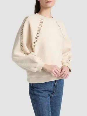 Ba&sh Sweet Open-knit Bouclette Crewneck Sweatshirt