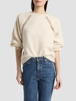 Ba&sh Sweet Open-knit Bouclette Crewneck Sweatshirt