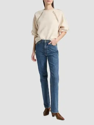 Ba&sh Sweet Open-knit Bouclette Crewneck Sweatshirt