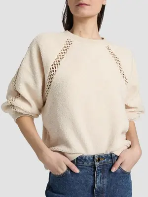 Ba&sh Sweet Open-knit Bouclette Crewneck Sweatshirt