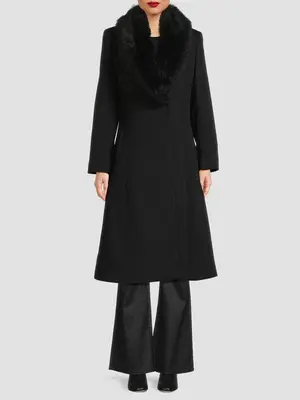 Sofia Cashmere Toscana Shearling Trim Coat
