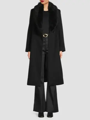 Sofia Cashmere Toscana Shearling Trim Coat