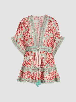 Ramy Brook Margo Cotton Cover-up Minidress - Flame Combo